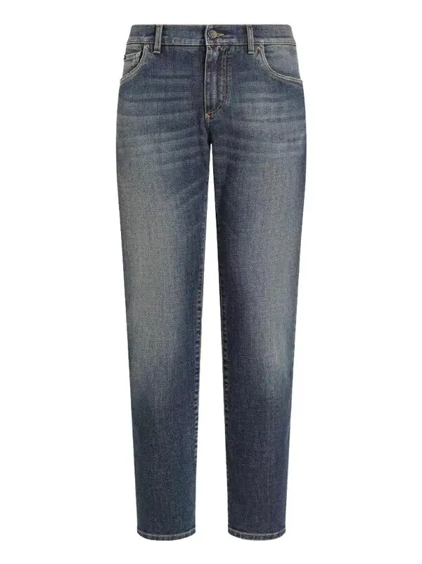 Dolce & Gabbana Logo-appliqué Slim-cut Jeans - Blue