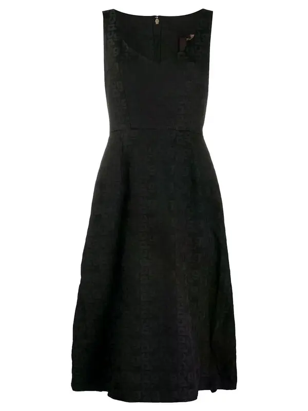 Comme Des Garçons Monogram A-line Midi Dress - Black