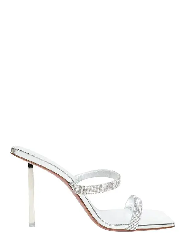 Amina Muaddi Rih Slipper Sandals With Crystal Embellishments - Silver