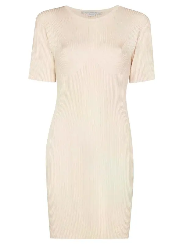 Stella McCartney Ribbed Knitted Mini Dress - Neutrals