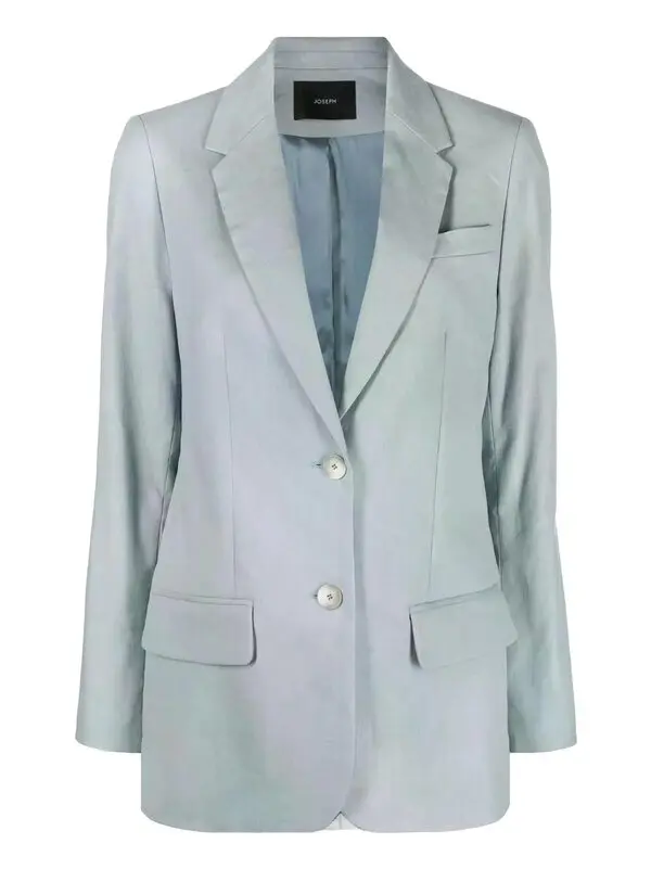 JOSEPH Single-breasted Cotton-linen Blend Blazer - Blue