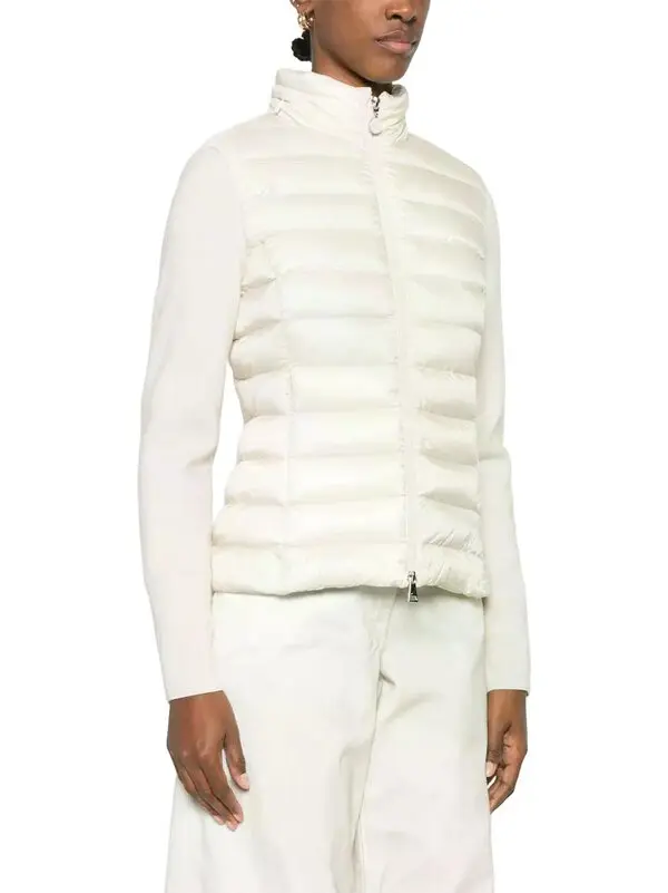 Moncler Padded Jacket With Zip Fastening - Neutrals