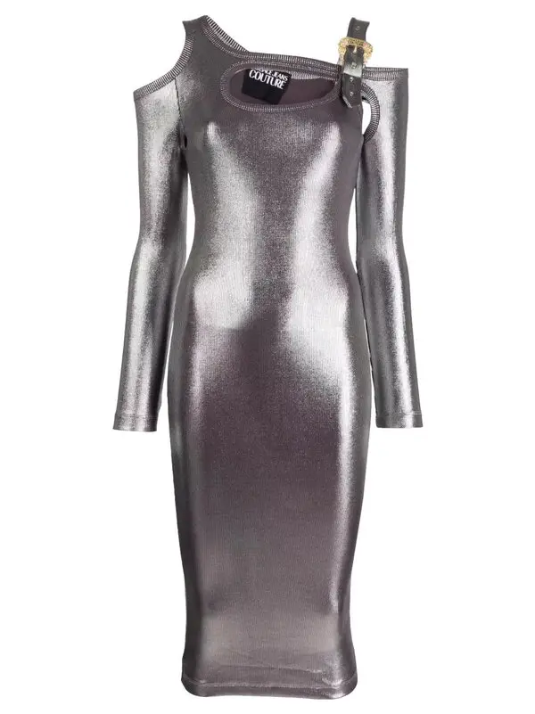 Versace Metallic Cut-out Dress - Silver
