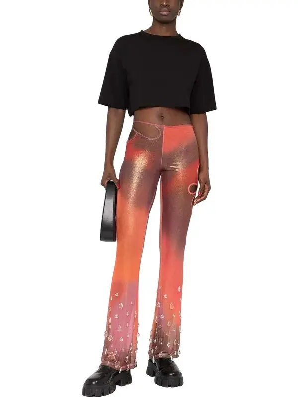 Gcds Sita Drops Flared Trousers - Orange
