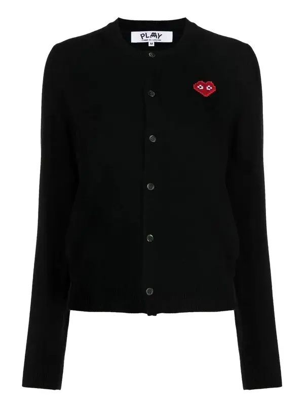 Play Comme Des Garcon Logo-patch Cardigan - Black