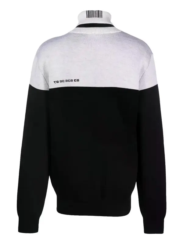VTMNTS Colour-block Number Print Roll Neck Jumper - Black