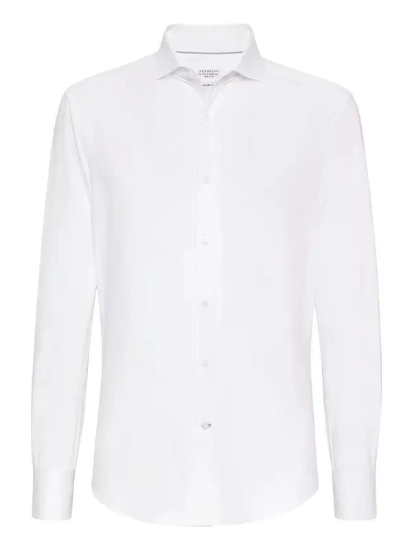 Brunello Cucinelli Spread-collar Cotton Shirt - White