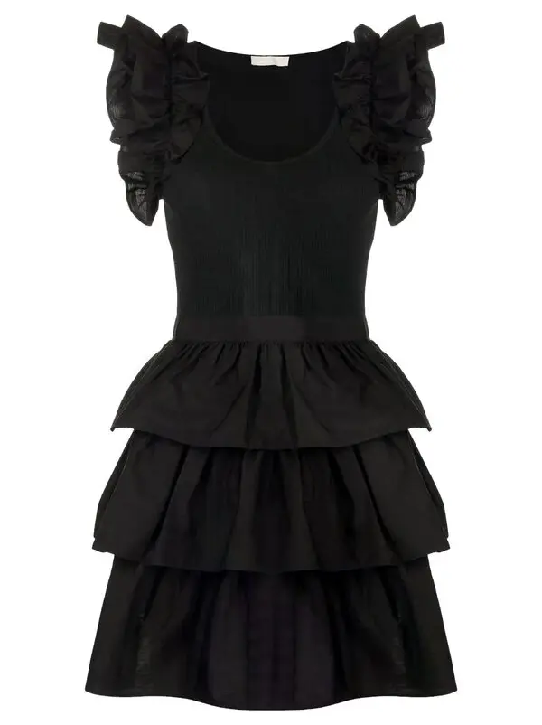 Ulla Johnson Ruffle-trim T-shirt Dress - Black