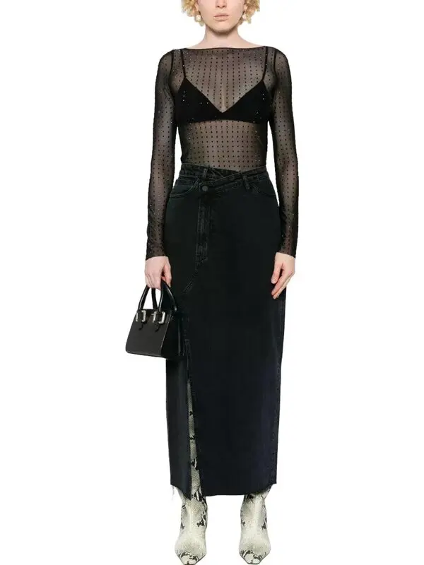 Pinko Rouen Mesh Embellished Top - Black