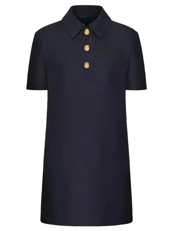 Valentino Garavani Crepe Couture Mini Dress With Gold-tone Buttons - Blue