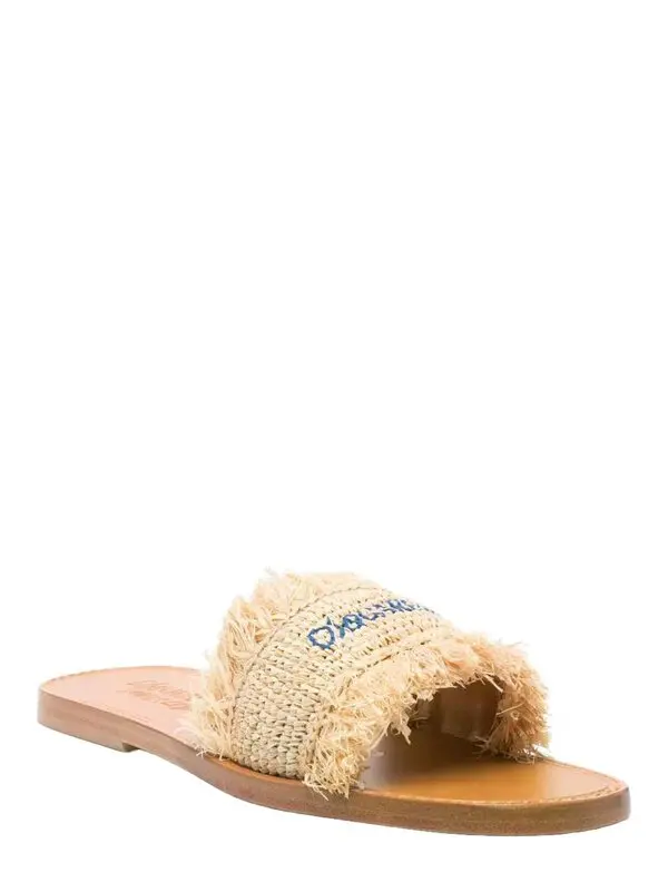 Dsquared2 Embroidered Raffia Slides - Neutrals