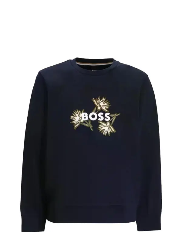 BOSS Floral-embroidered Sweatshirt - Blue