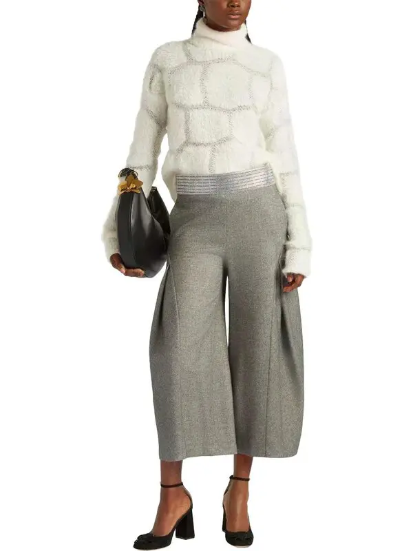 GENNY Wide-leg Cropped Trousers - Grey