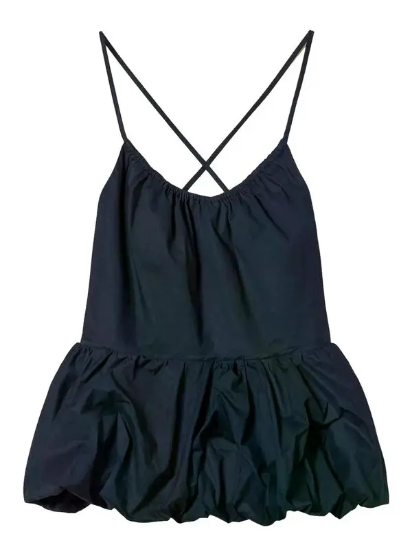 TWINSET Poplin Flounce Top With Criss-cross Straps - Blue