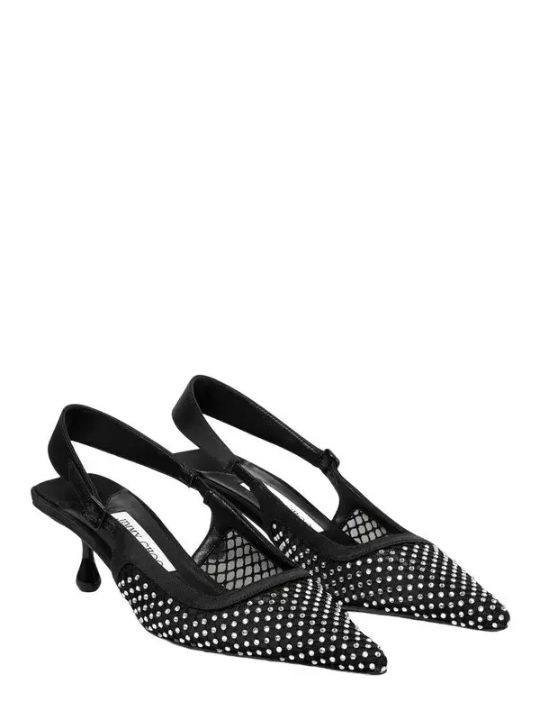JIMMY CHOO Amel 50mm Crystal-embellished Slingback Pumps - Black