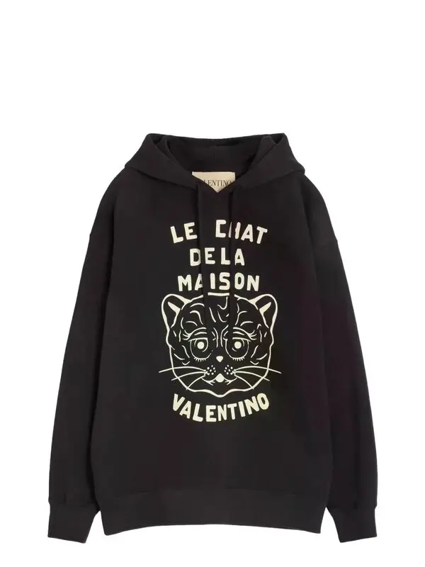 Valentino Garavani Le Chat De La Maison-patch Hoodie - Black