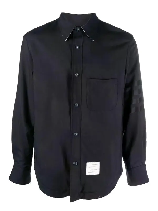Thom Browne Stripe-detail Press-stud Shirt - Blue