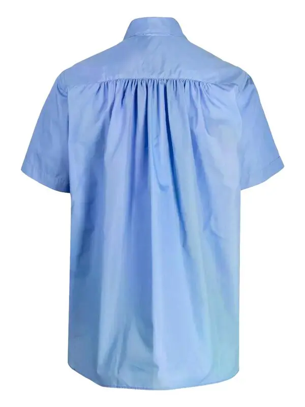 FUMITO GANRYU Mesh-panel Short-sleeve Shirt - Blue