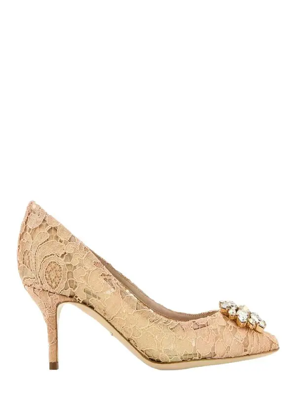 Dolce & Gabbana Bellucci Lace Pumps With Embellished Detail - Neutrals