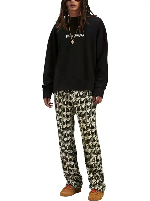 Palm Angels Logo-print Crew-neck Sweatshirt - Black