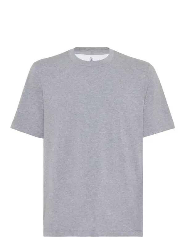 Brunello Cucinelli Mélange-effect Cotton-blend T-shirt - Grey
