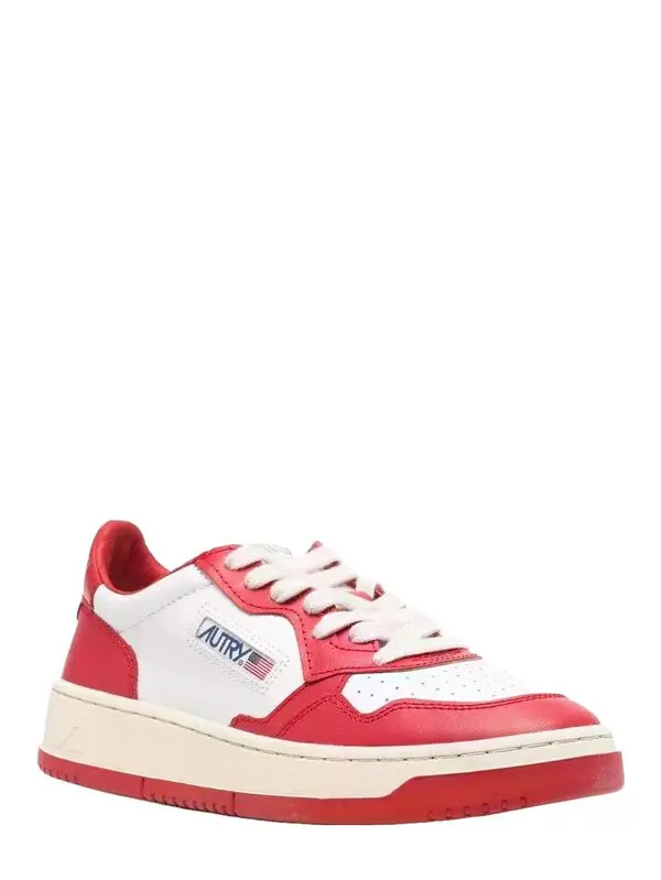AUTRY Contrast Panel Leather Sneakers - Red