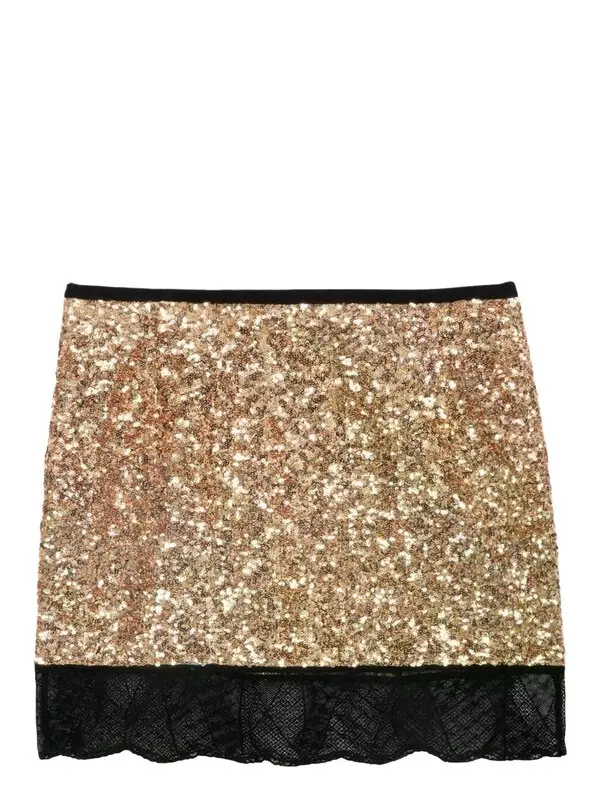 Zadig&Voltaire Justicias Sequin And Lace Mini Skirt - Gold