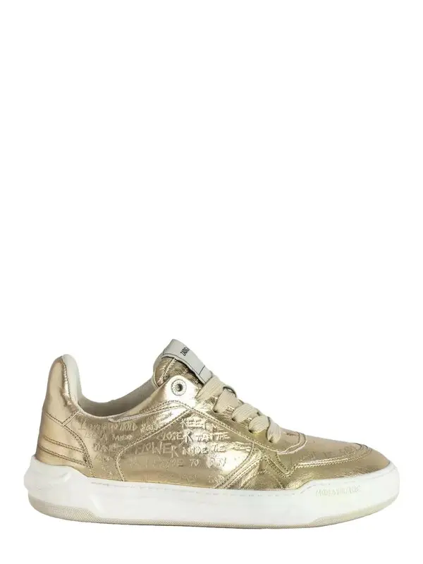 Zadig&Voltaire Metallic Leather Lace-up Sneakers - Gold