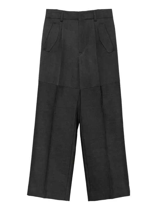 Victoria Beckham Panelled Wool Blend Trousers - Grey