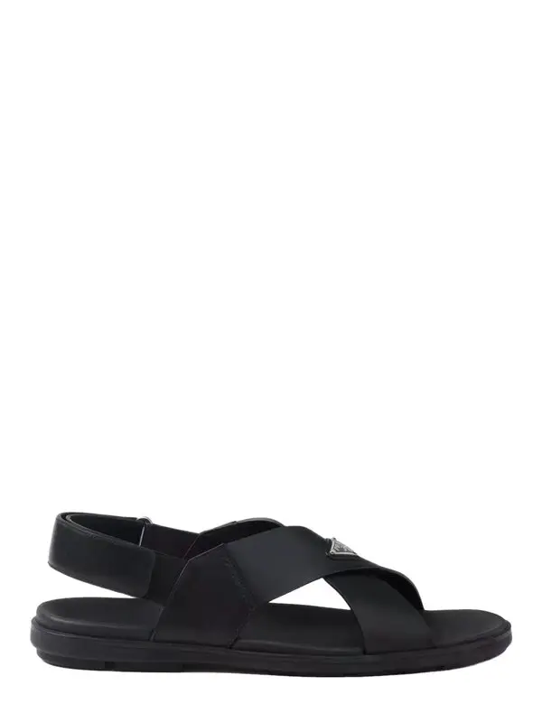 Prada Cross-strap Sandals With Touch-fastening - Black