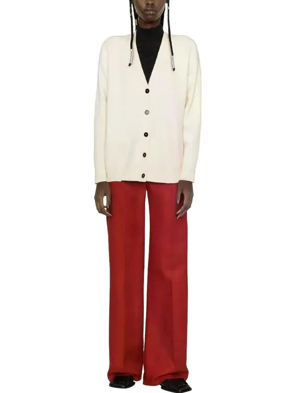 JIL SANDER V-neck Wool Cardigan - Neutrals