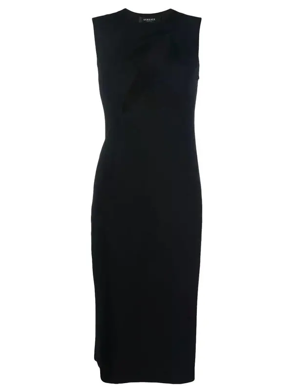 Versace Cut-out Sleeveless Midi Dress - Black