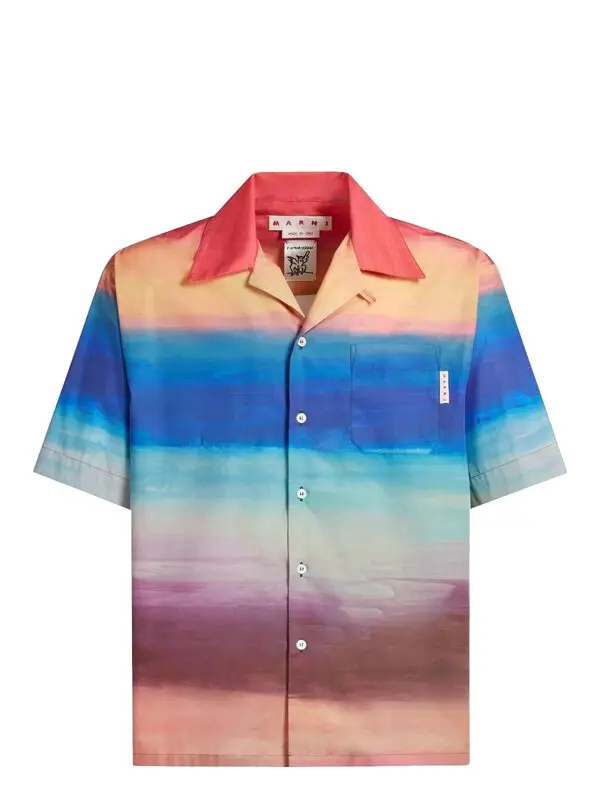 Marni Painterly-print Cotton Shirt - Blue