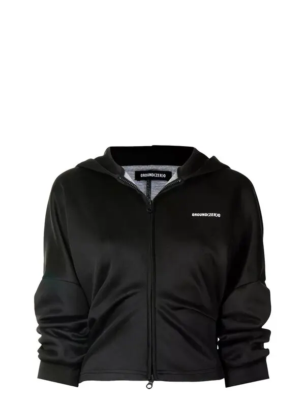 GROUND ZERO Draped-sleeve Zipped Hoodie - Black