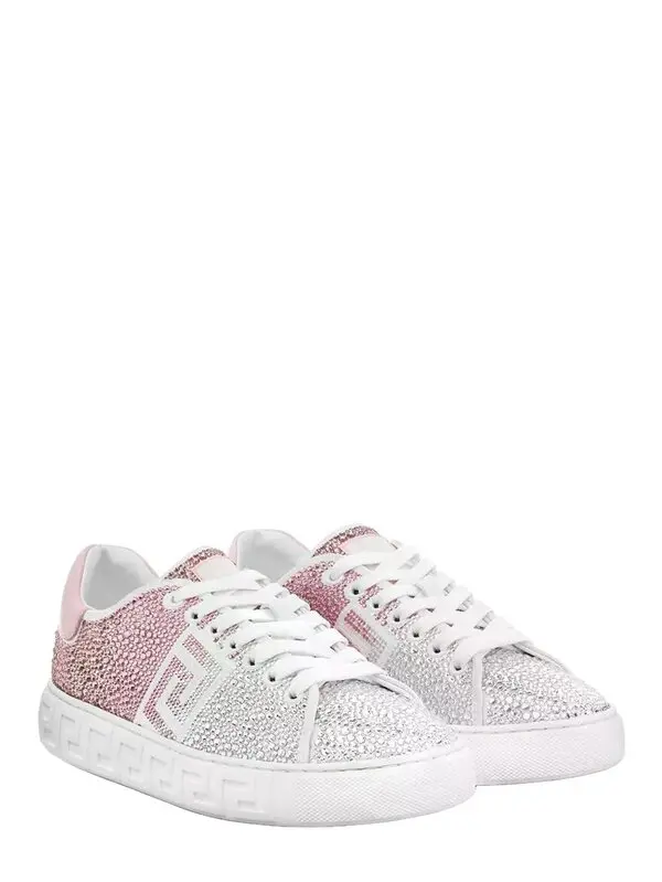 Versace Greca Crystal-embellished Sneakers - Silver