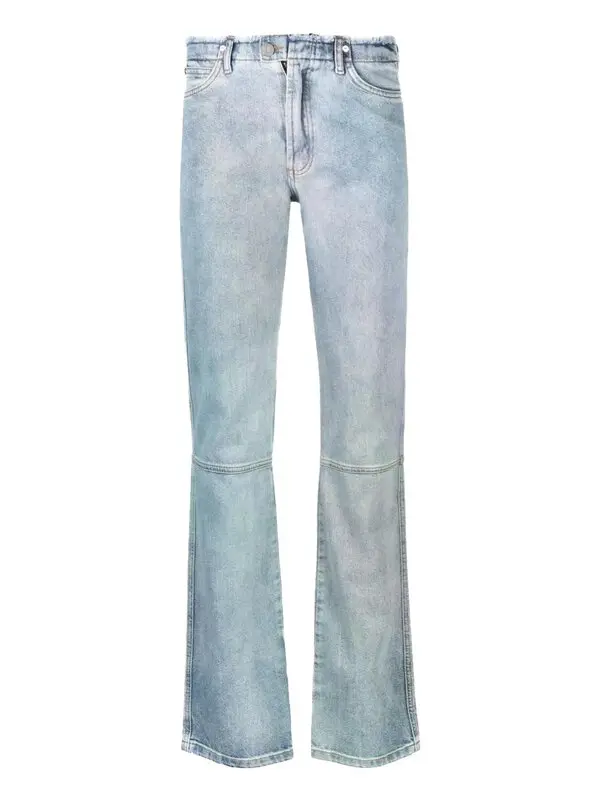 Natasha Zinko Light Wash Frayed Detail Straight Leg Jeans - Blue