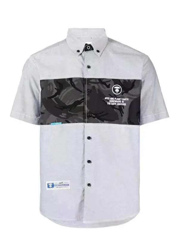 AAPE BY *A BATHING APE Camouflage-print Logo-patch Shirt - Grey