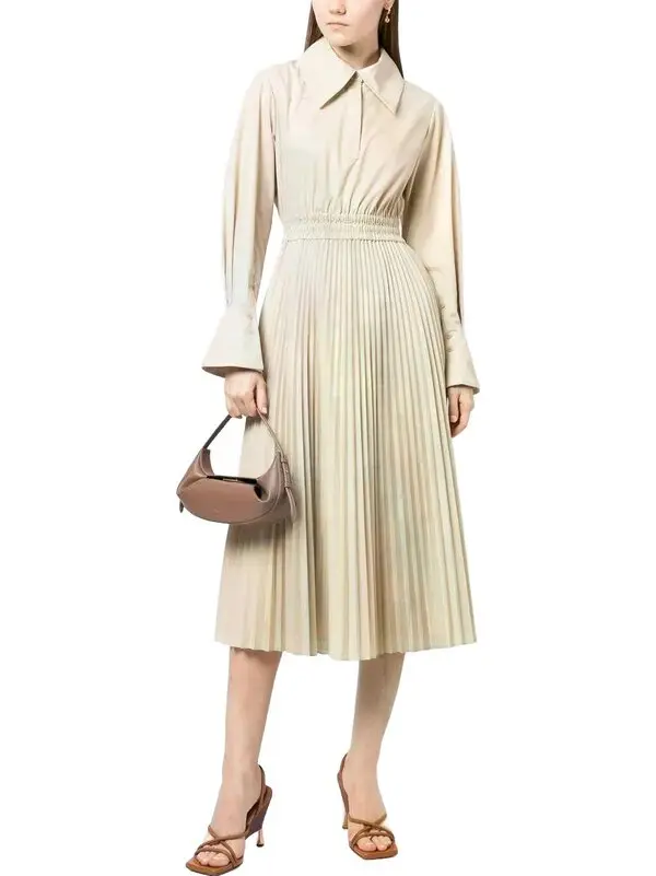Simkhai Oversized-collar Pleated Shirt Dress - Grey