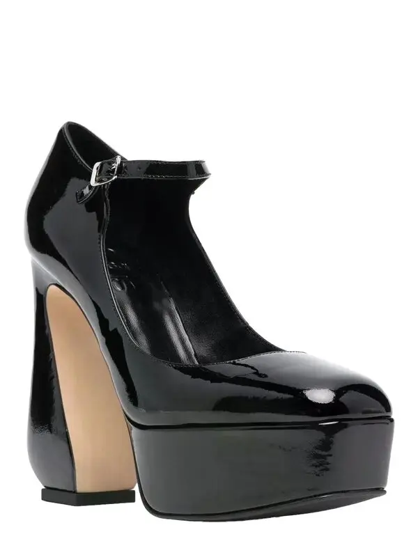 SERGIO ROSSI Patent Calf Leather Platform Pumps - Black