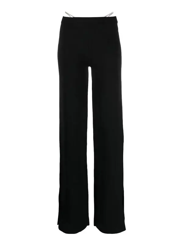 Gcds Flared Trousers With Crystal Embellishment - Black
