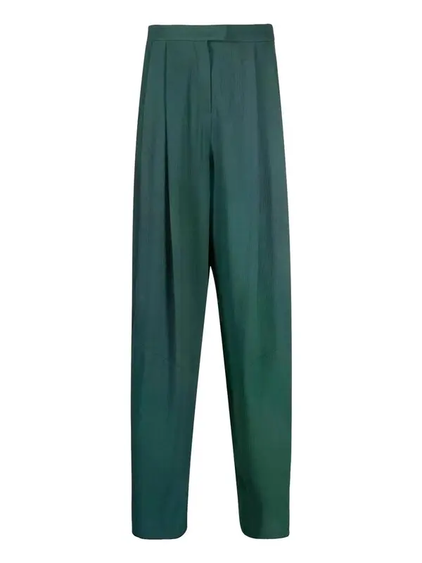 Emporio Armani Pleated Wide Leg Trousers - Green