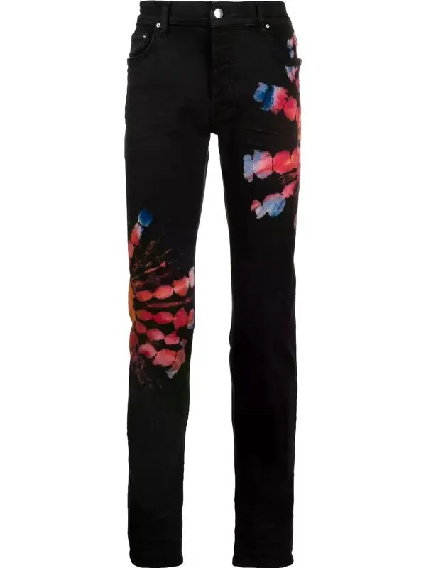 Amiri Tie-dye Print Skinny Jeans - Black