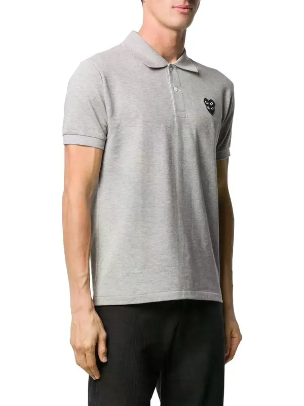 Play Comme Des Garcon Double Heart Polo Shirt - Grey