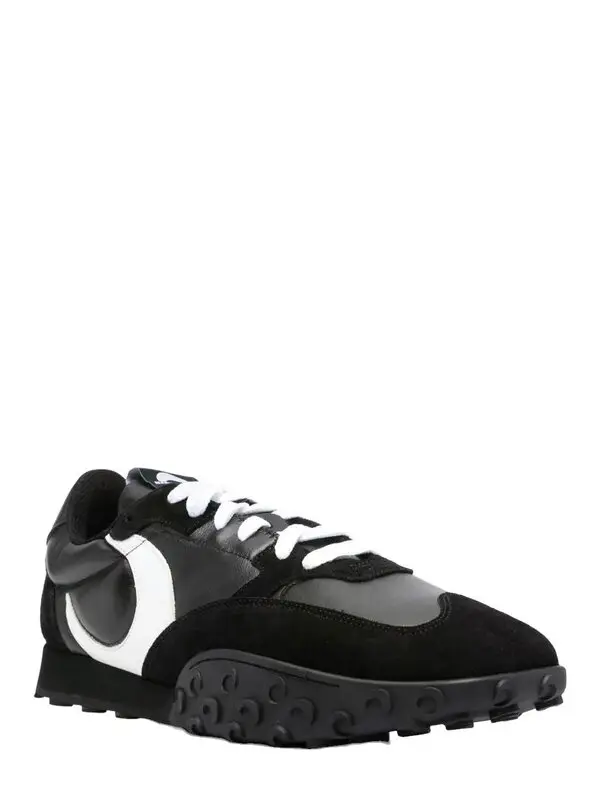 MARINE SERRE Paneled Calf Leather And Suede Sneakers - Black