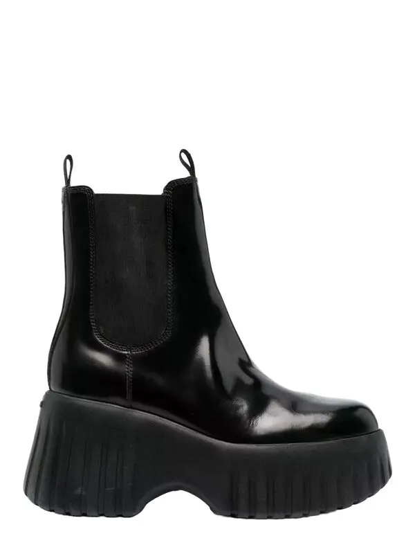 Hogan H-stripes Wedge Chelsea Boots - Black
