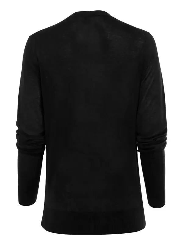 TOTEME Crew Neck Long Sleeve Sweater - Black