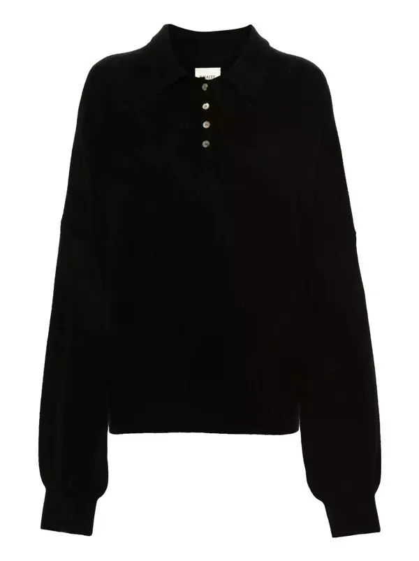 Khaite Rene Cashmere Blend Polo Jumper - Black