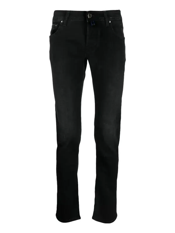 Jacob Cohen Contrasting-pocket Skinny Trousers - Black