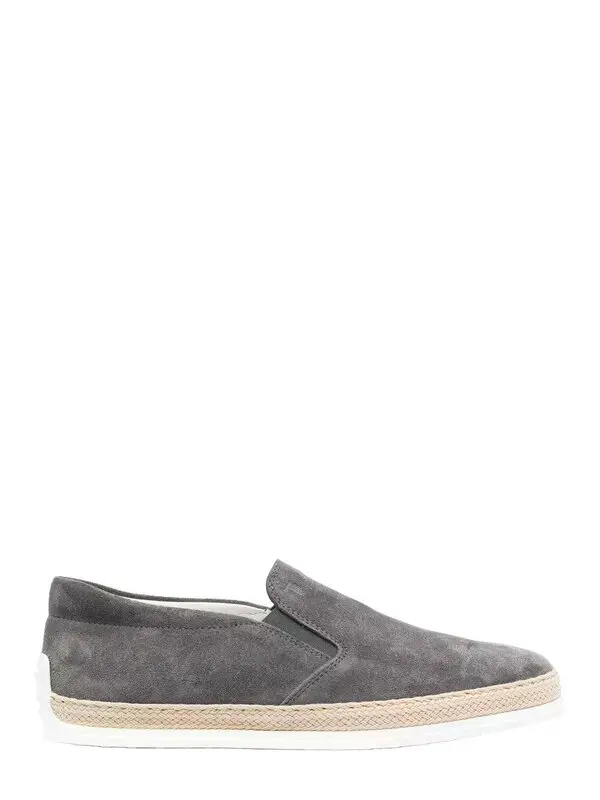TOD'S Suede Slip-on Loafers With Studded Sole - Grey