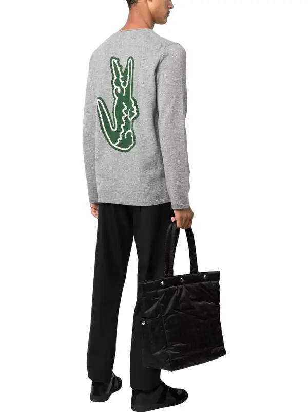 Comme Des Garçons X Lacoste Intarsia-knit Wool Sweater - Grey